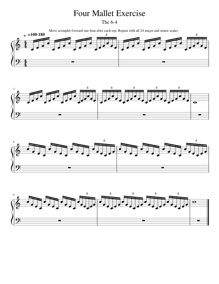 Four Mallet Exercise Sheet Music for Marimba (Solo) | MuseScore.com