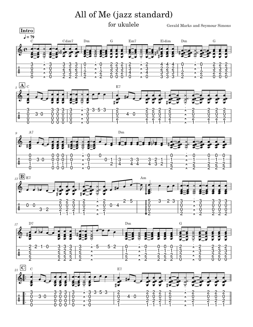 All of Me - Gerald Marks and Seymour Simons Sheet music for Ukulele ...