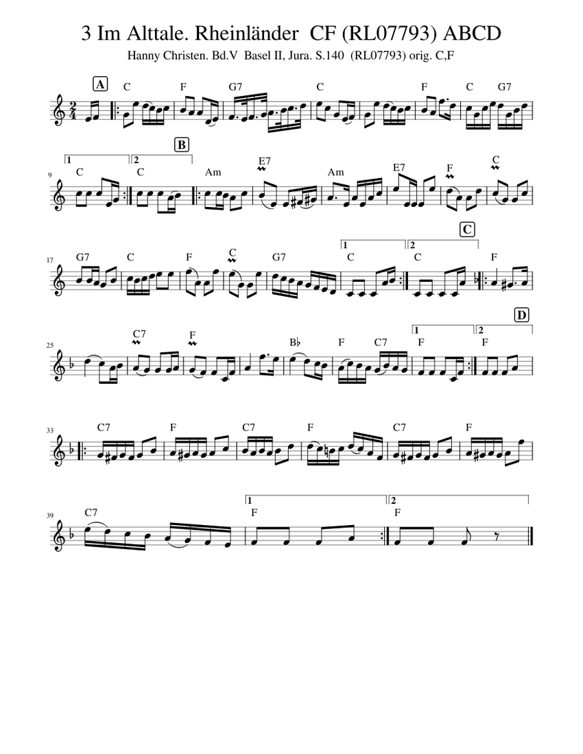 3 Im Alttale. Rheinländer CF (RL07793) ABCD Sheet music for Accordion ...