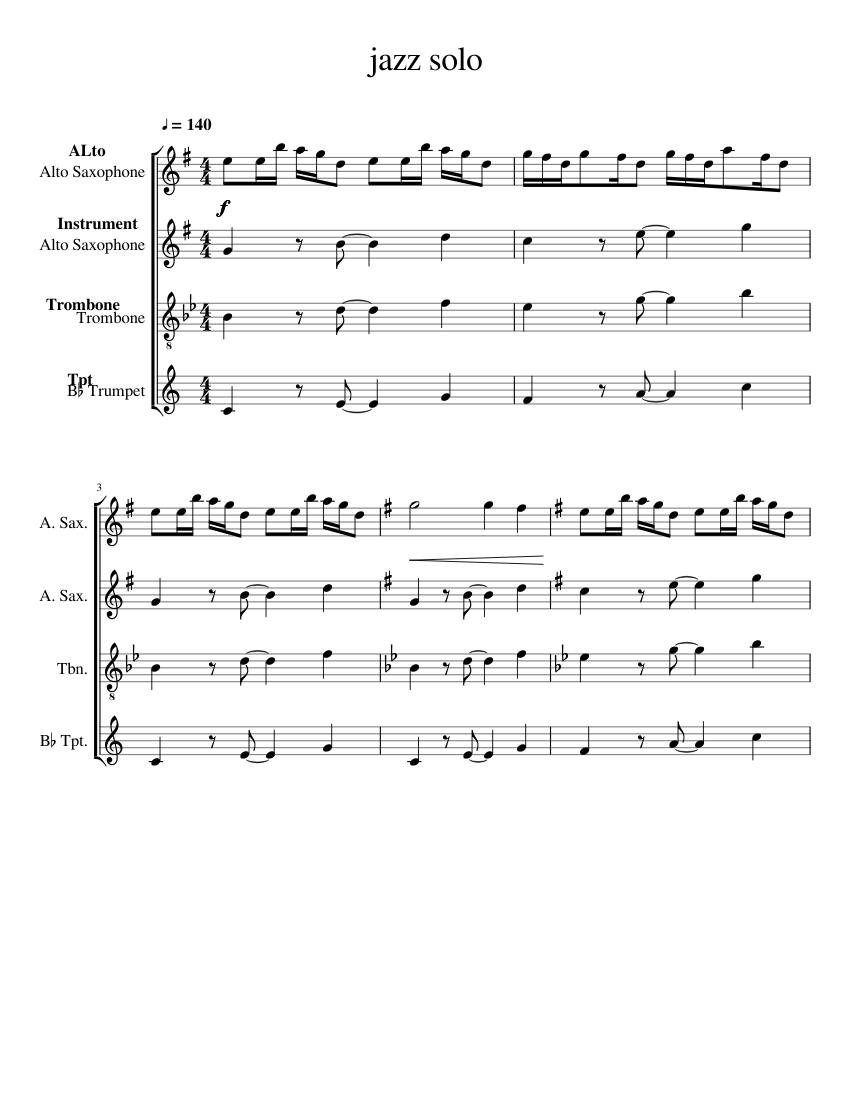 Jazz solo Sheet music for Soprano, Alto, Tenor, Bass voice (SATB ...
