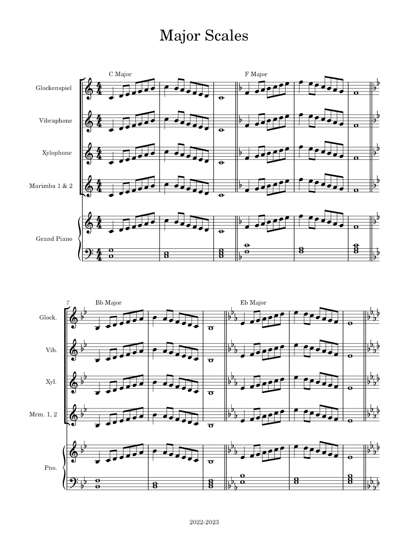 Major Scales Sheet music for Piano, Vibraphone, Glockenspiel, Marimba ...