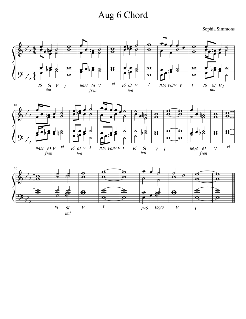 Aug 6 Chord Sheet music for Piano (Solo) Easy | Musescore.com