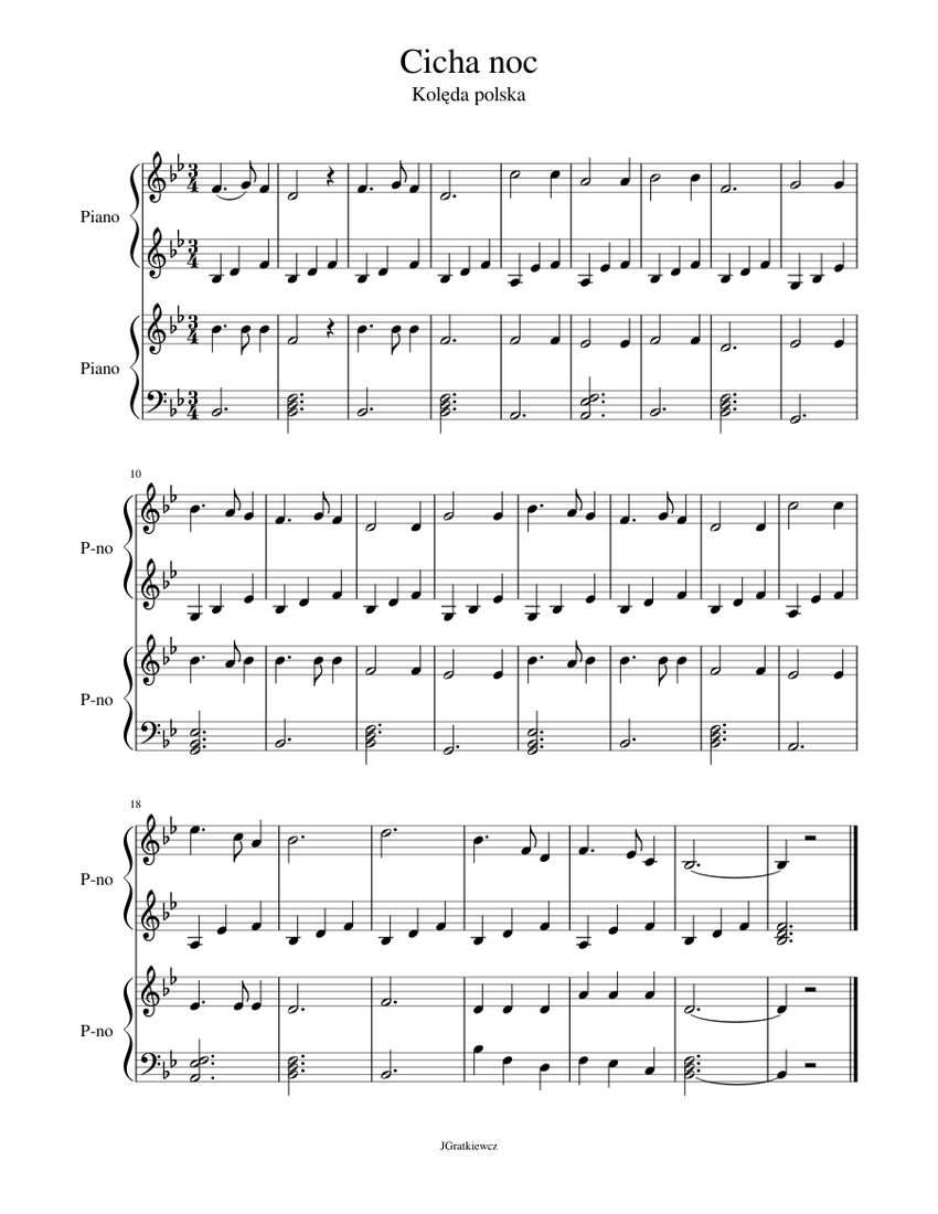Silent Night (Cicha noc) Sheet Music for Piano (Piano Duo) | MuseScore.com