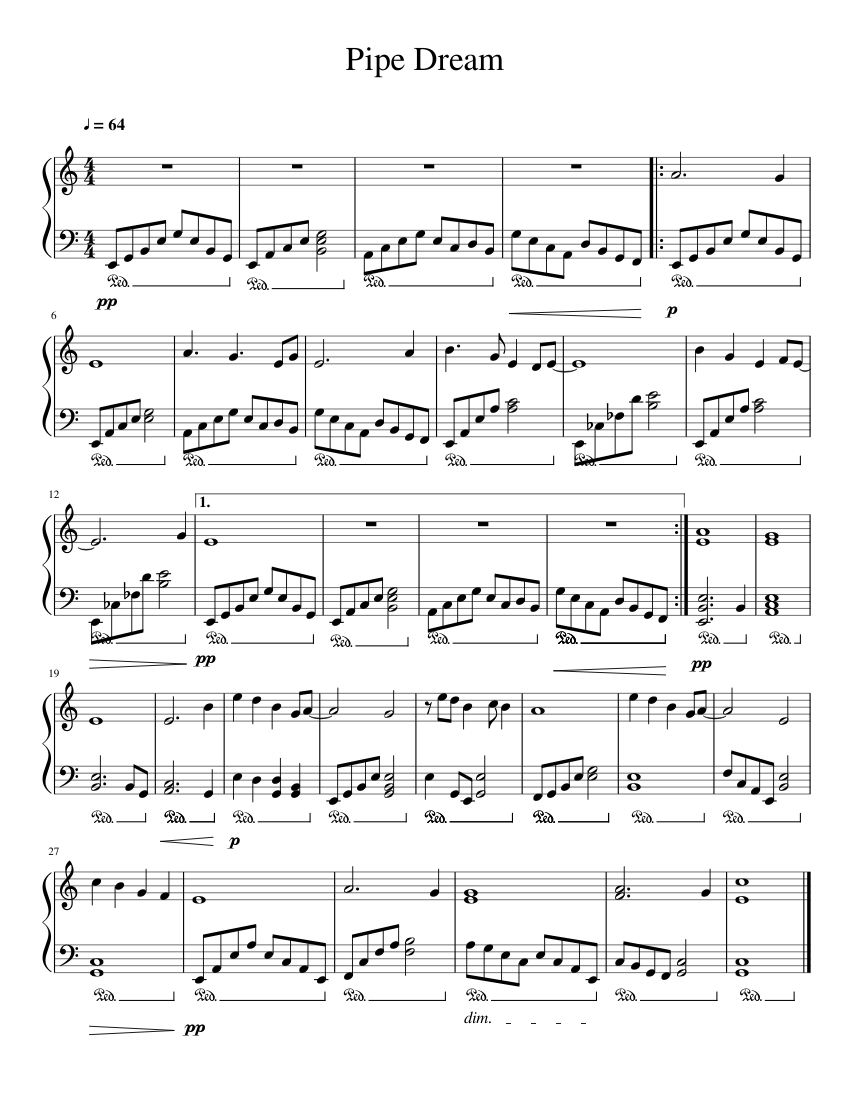 Pipe Dream Sheet Music for Piano (Solo) easy | MuseScore.com