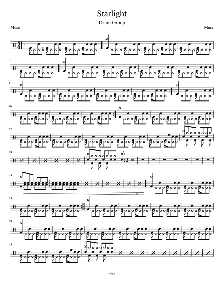 Starlight - Muse Drum Group Sheet music for Drum group (Solo ...