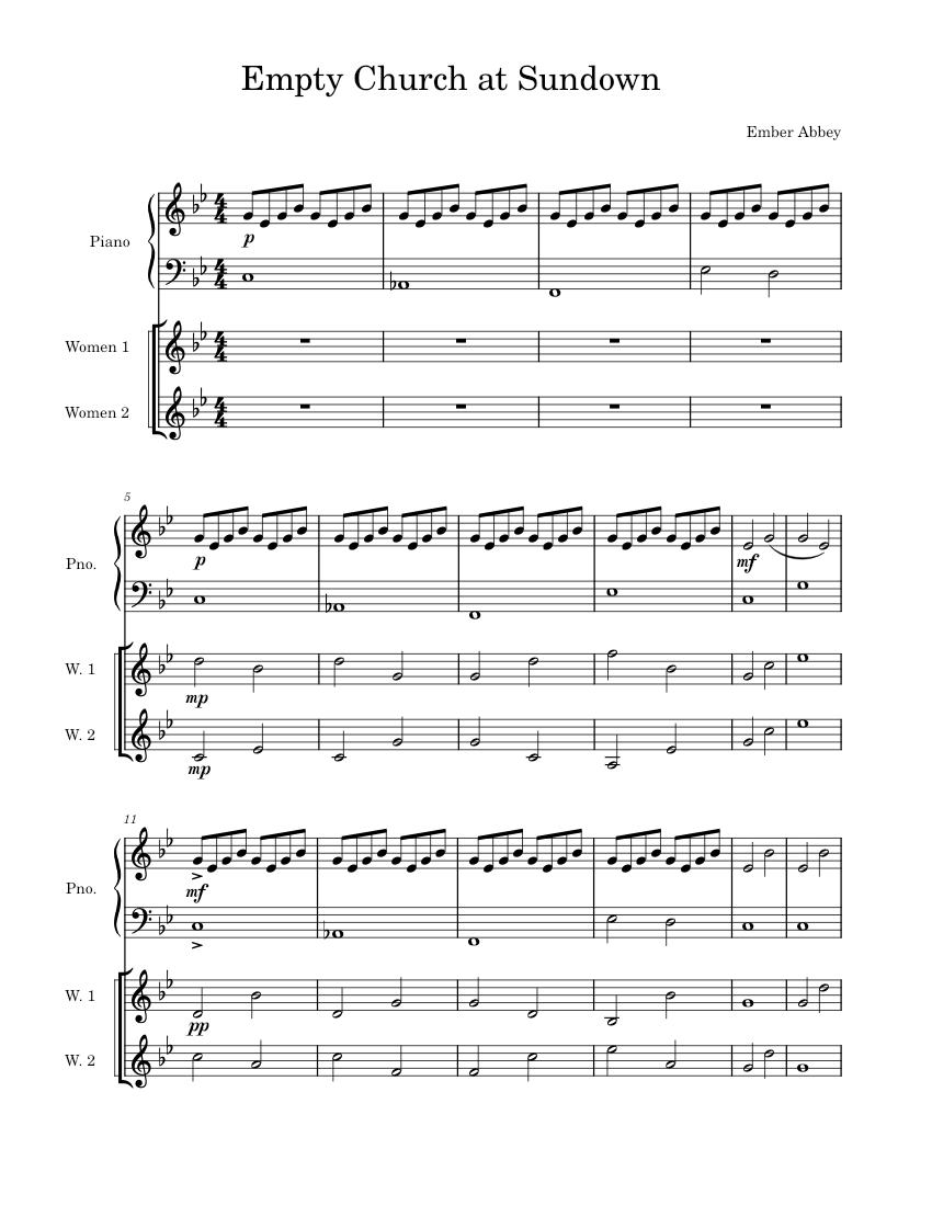 Empty Church at Sundown Sheet music for Piano, Female (Piano-Voice ...