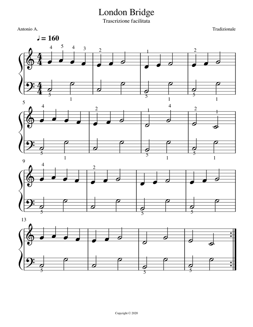 London Bridge Is Falling Down Sheet Music for Piano (Solo) easy ...