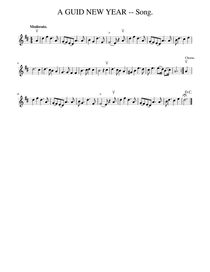 A GUID NEW YEAR -- Song.* Sheet music for Piano (Solo) Easy | Musescore.com