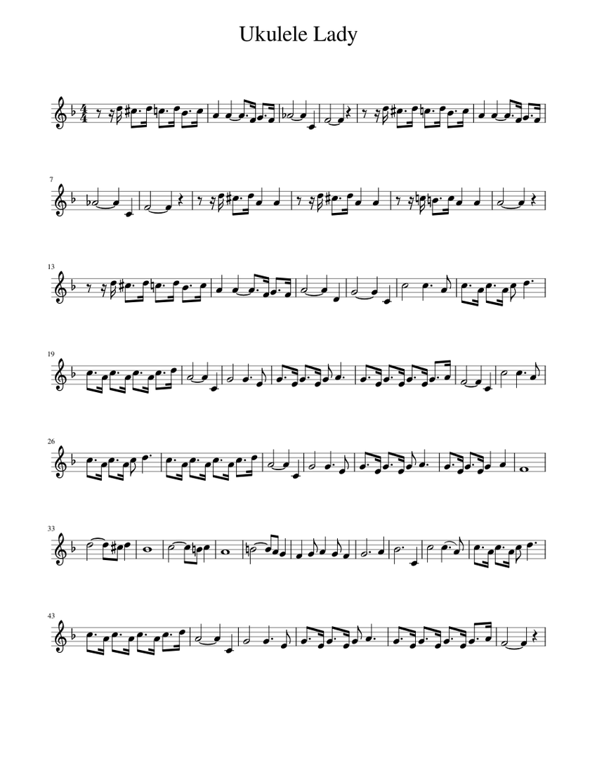 Ukulele Lady Sheet music for Piano (Solo) Easy | Musescore.com