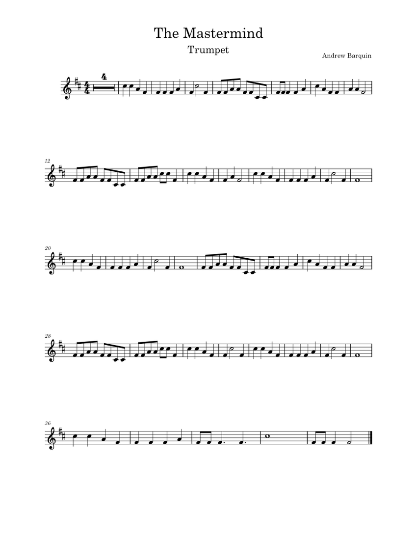 The_Mastermind Sheet music for Trumpet in b-flat (Solo) | Musescore.com