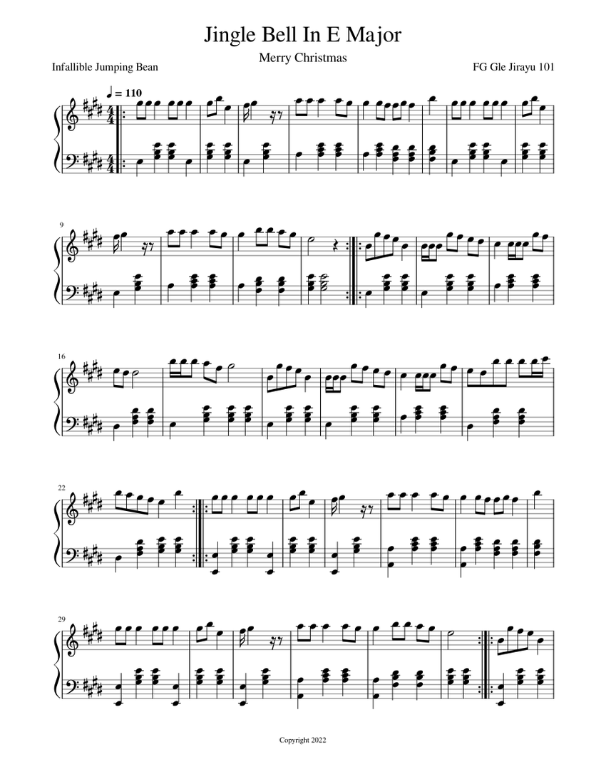 Jingle Bell In E Major Sheet music for Piano (Solo) Easy | Musescore.com