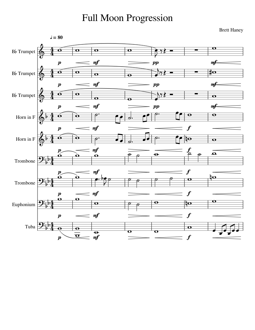 Full Moon Progression Sheet Music for Trombone, Euphonium, Tuba ...