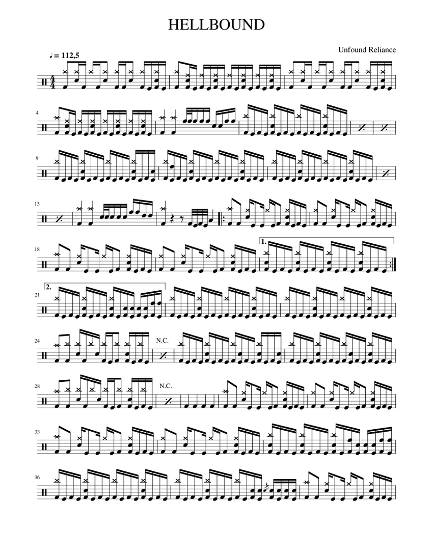 Hellbound - Unfound Reliance Sheet music for Drum group (Solo ...