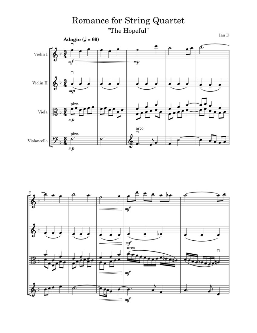Romance for String Quartet Sheet music for Violin, Viola, Cello (String Quartet) | Musescore.com