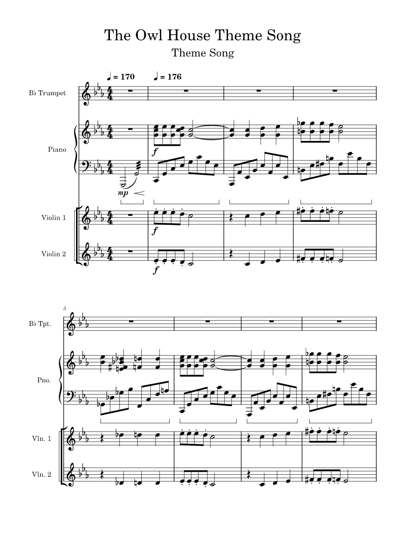 The Owl House Theme – TJ Hill The Owl House Theme Song Sheet Music for ...