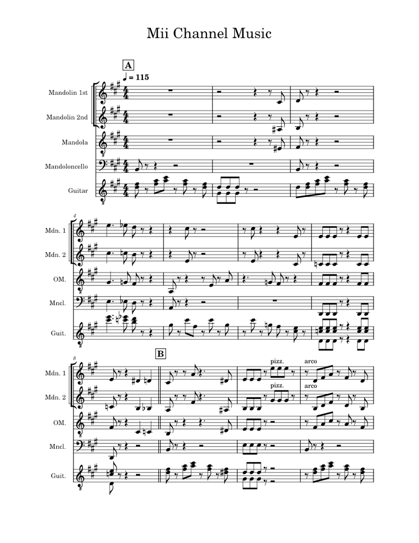 Mii_Channel_Music Sheet music for Guitar, Mandolin (Mixed Ensemble ...