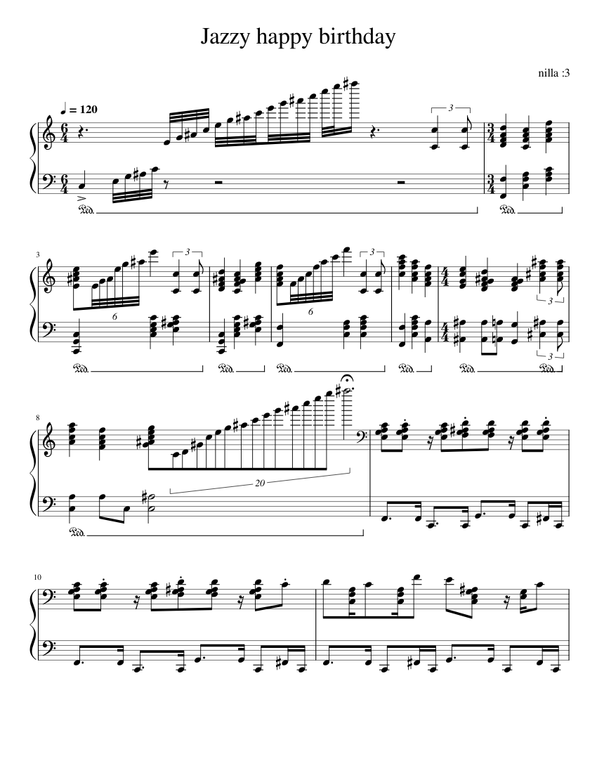 Jazzy happy birthday Sheet Music for Piano (Solo) | MuseScore.com