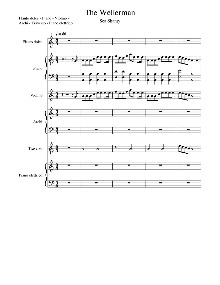 Wellerman – Sea Shanty The Wellerman Sheet Music for Piano, Flute ...