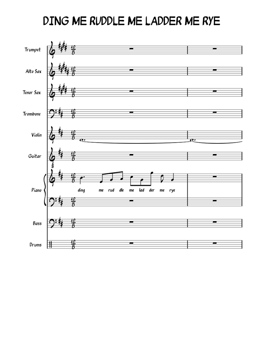 DING_ME_RUDDLE_ME_LADDER_ME_RYE Sheet music for Piano, Trombone ...