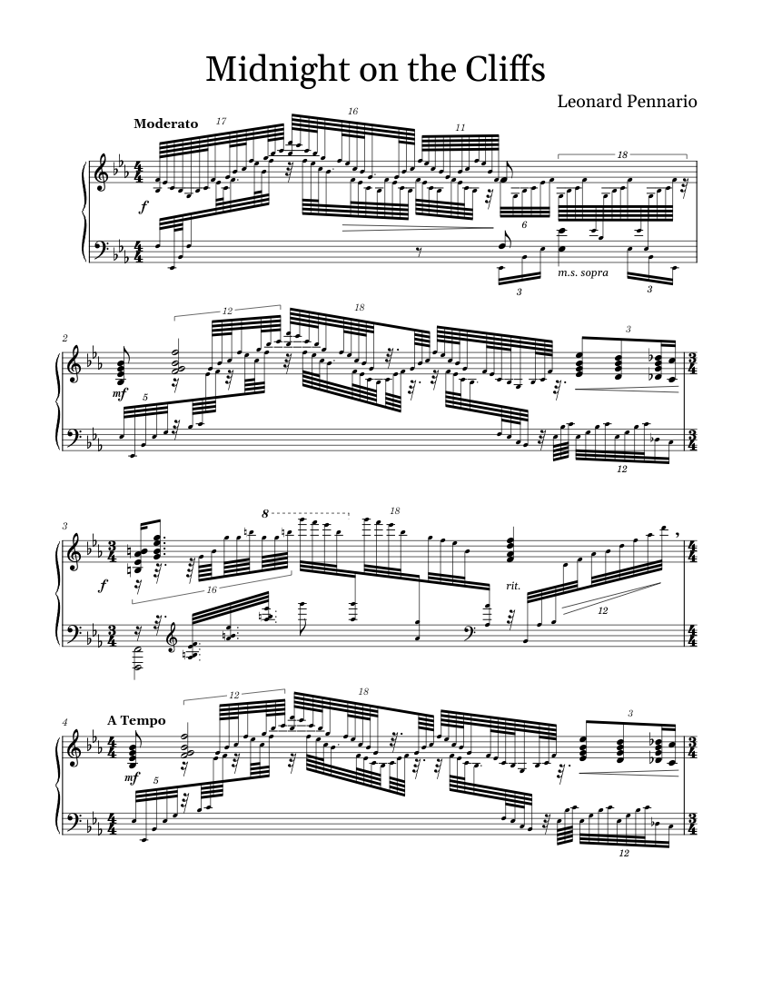Midnight on the Cliffs – Leonard Pennario Sheet music for Piano (Solo ...