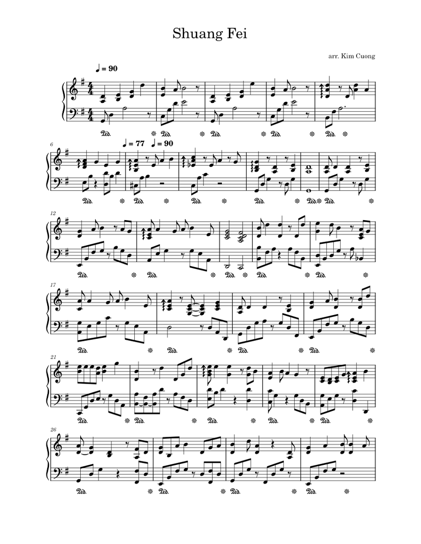Shuang Fei – Peter Ho Sheet Music for Piano (Solo) | MuseScore.com