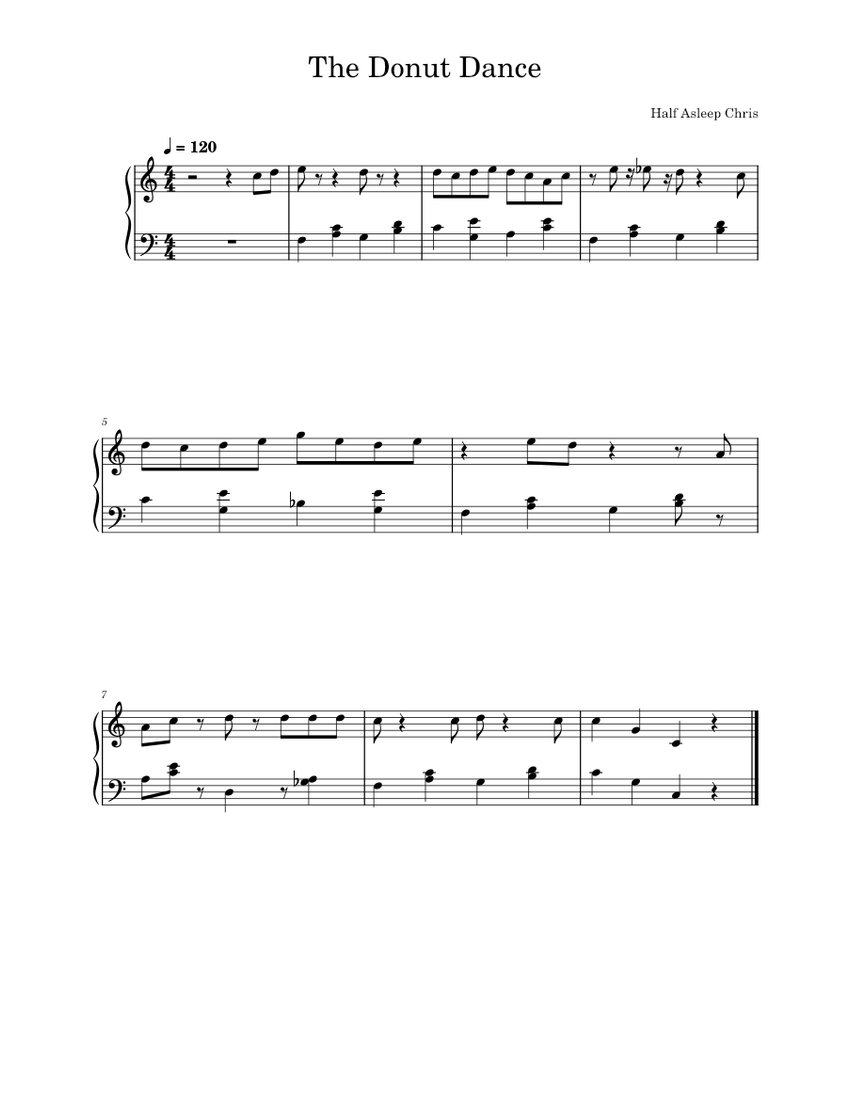 The Donut Dance Sheet Music for Piano (Solo) easy | MuseScore.com
