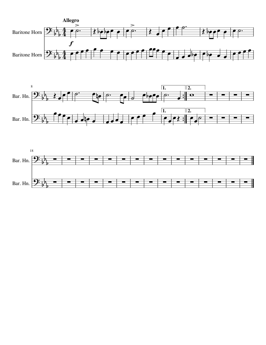 Bottom Bass Boogie - Duet Sheet Music for Baritone horn (Brass Duet ...