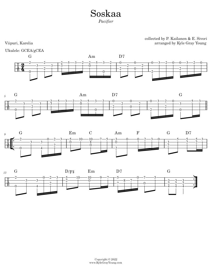 Soskaa – Finnish Folk Tune (ukulele) Sheet music for Ukulele (Solo ...