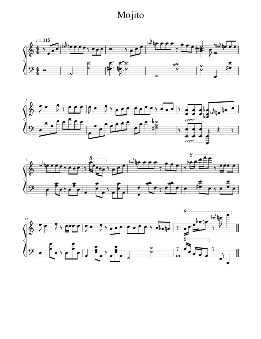 Mojito Sheet music for Piano (Solo) | Musescore.com