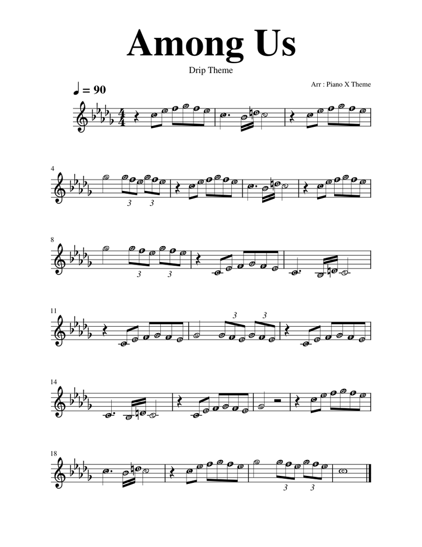 Among Us Drip – Bensound Among Us - Drip Theme One hand Sheet Music for ...
