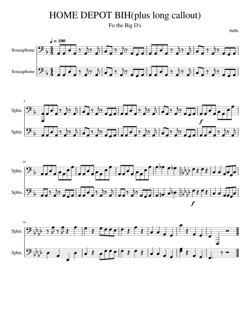 Home depot bih Sheet music for Brass (other) (Brass Duet) | Musescore.com