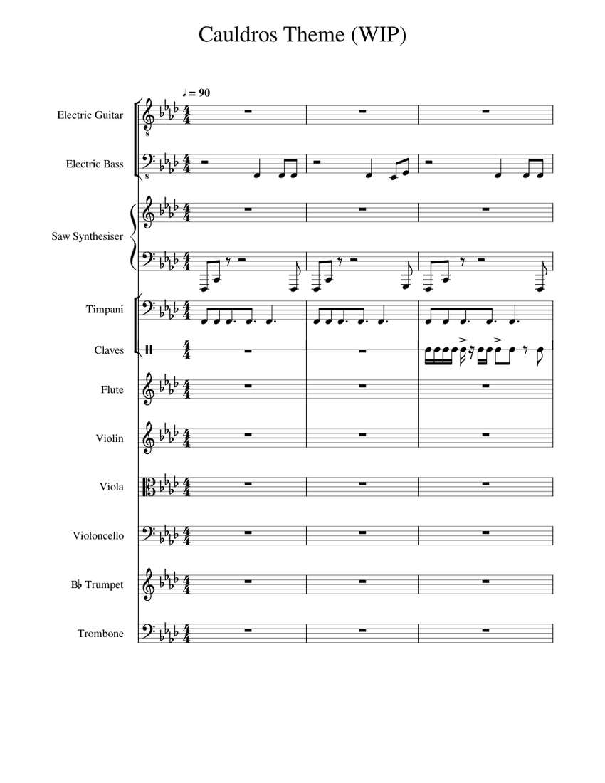 Cauldros Theme Xenoblade X ( Sheet music for Trombone, Flute, Trumpet ...