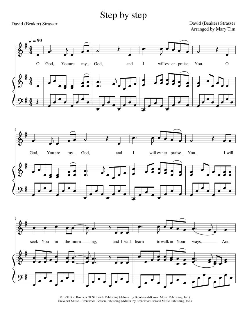 Step by step - David (Beaker) Strasser Sheet Music for Piano, Vocals ...