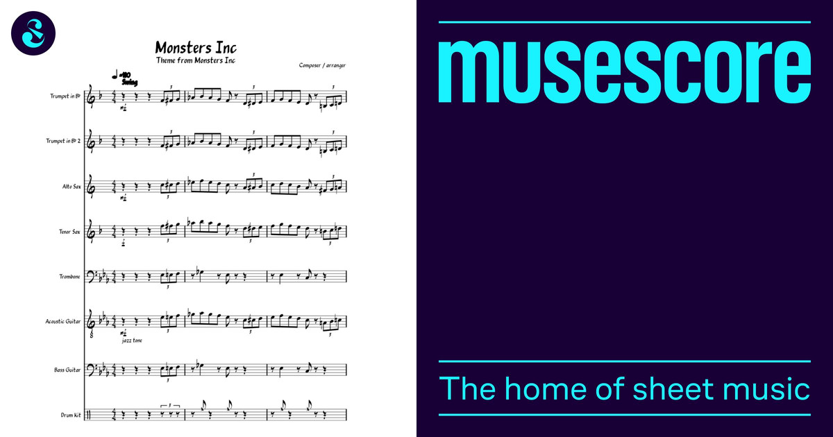 Monsters Inc Sheet Music for Trombone, Saxophone alto, Saxophone tenor ...