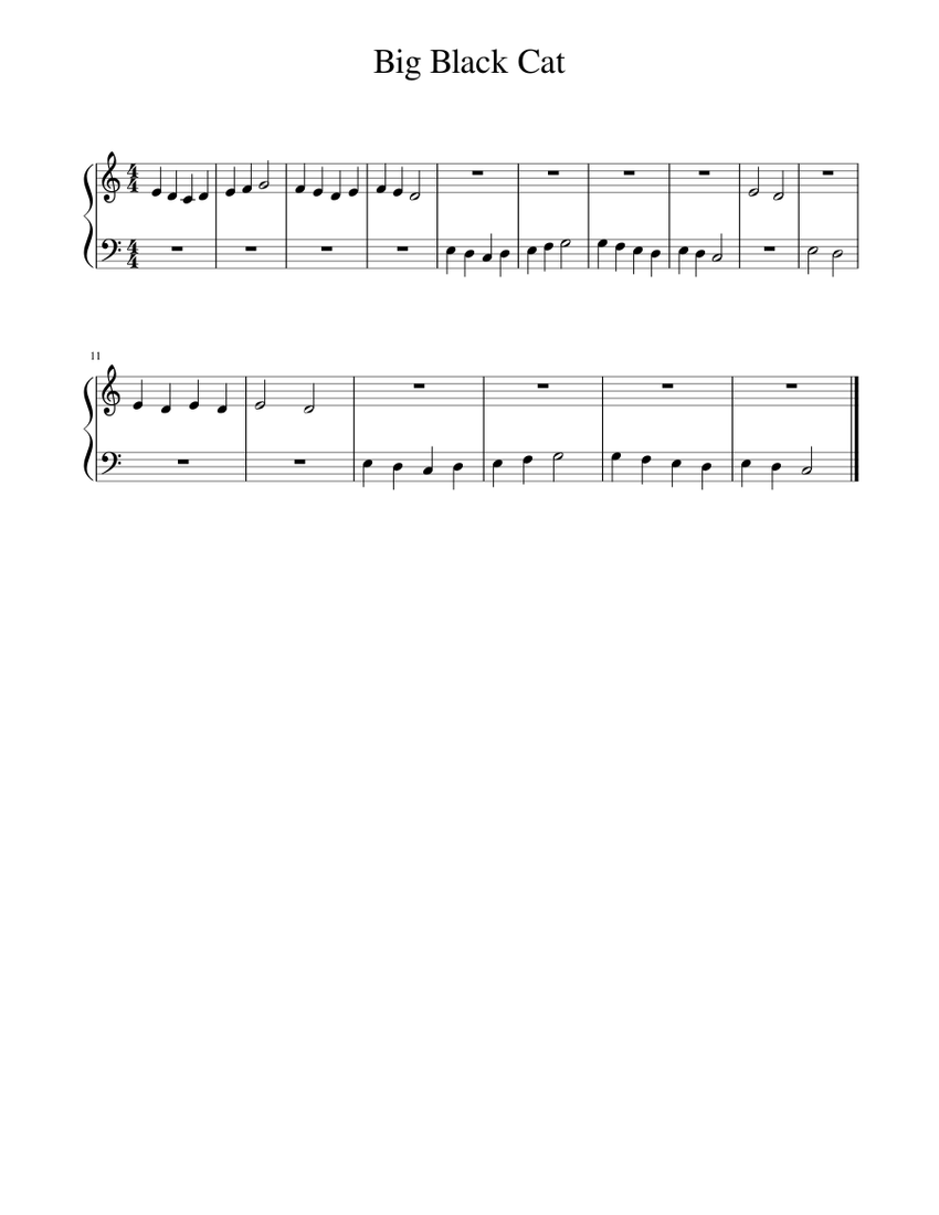 Big Black Cat Sheet Music for Piano (Solo) easy | MuseScore.com