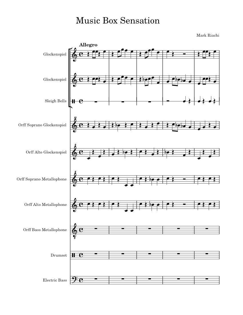Music Box Sensation Sheet music for Glockenspiel, Bass guitar, Drum group, Percussion bells ...