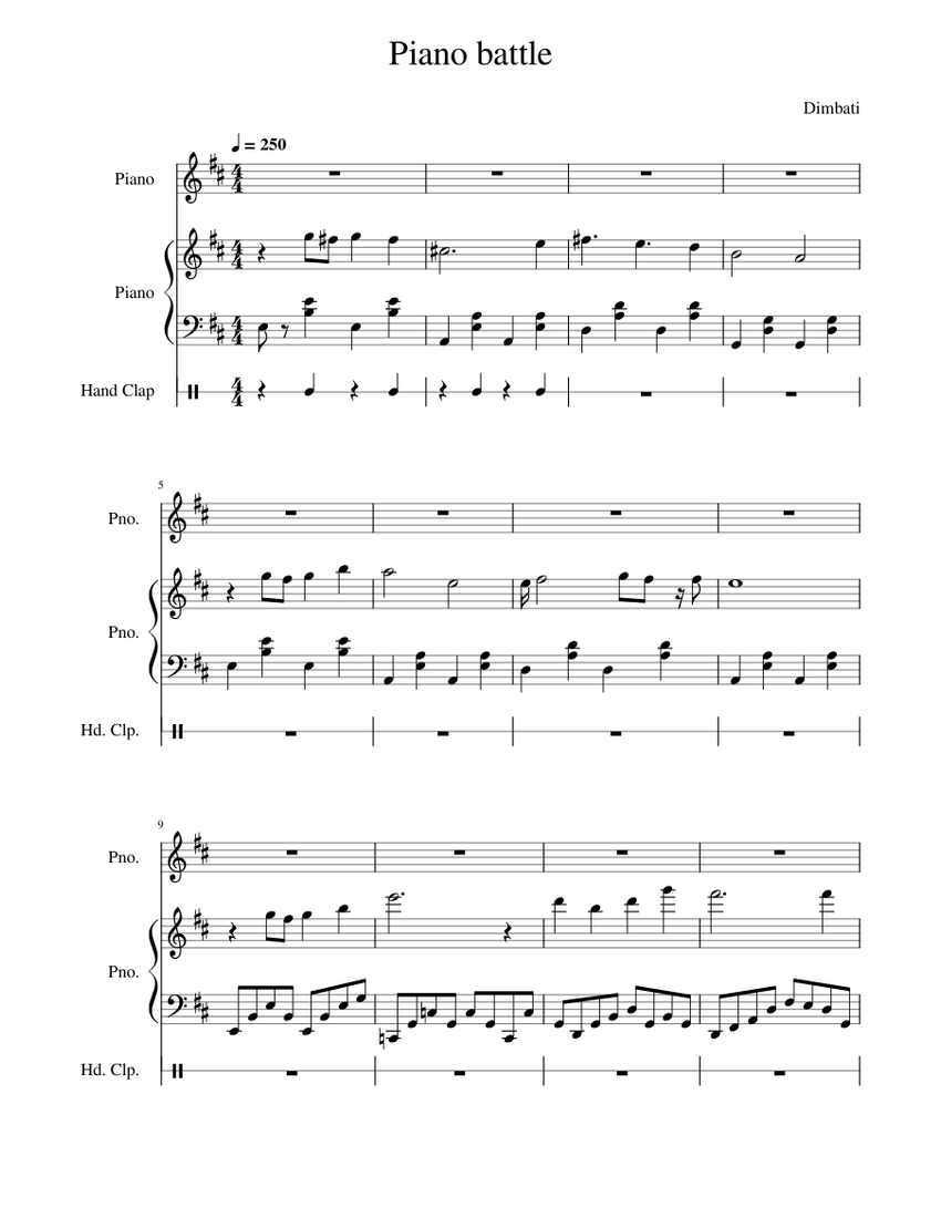 Piano_battle Sheet music for Piano, Hand clap (Mixed Trio) | Musescore.com