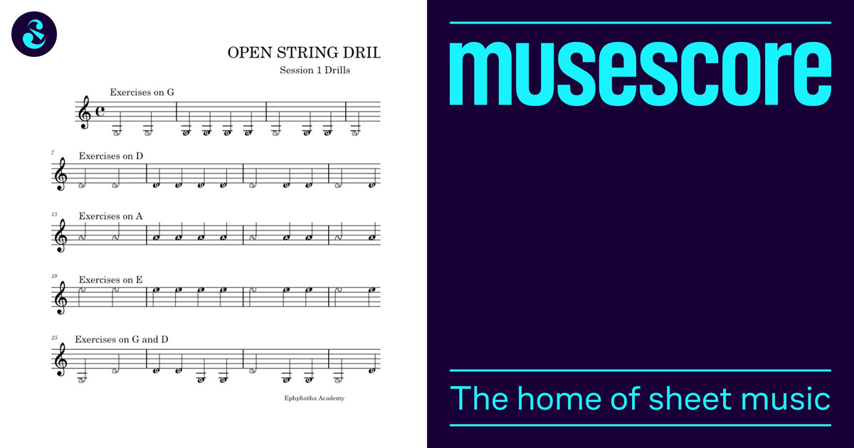 OPEN STRING DRILLS - BEGINNER VIOLIN Sheet Music for Violin (Solo ...