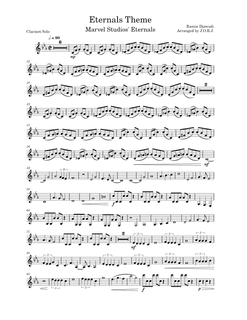 Eternals Theme -Ramin Djawadi | Clarinet Solo Sheet Music for Clarinet ...