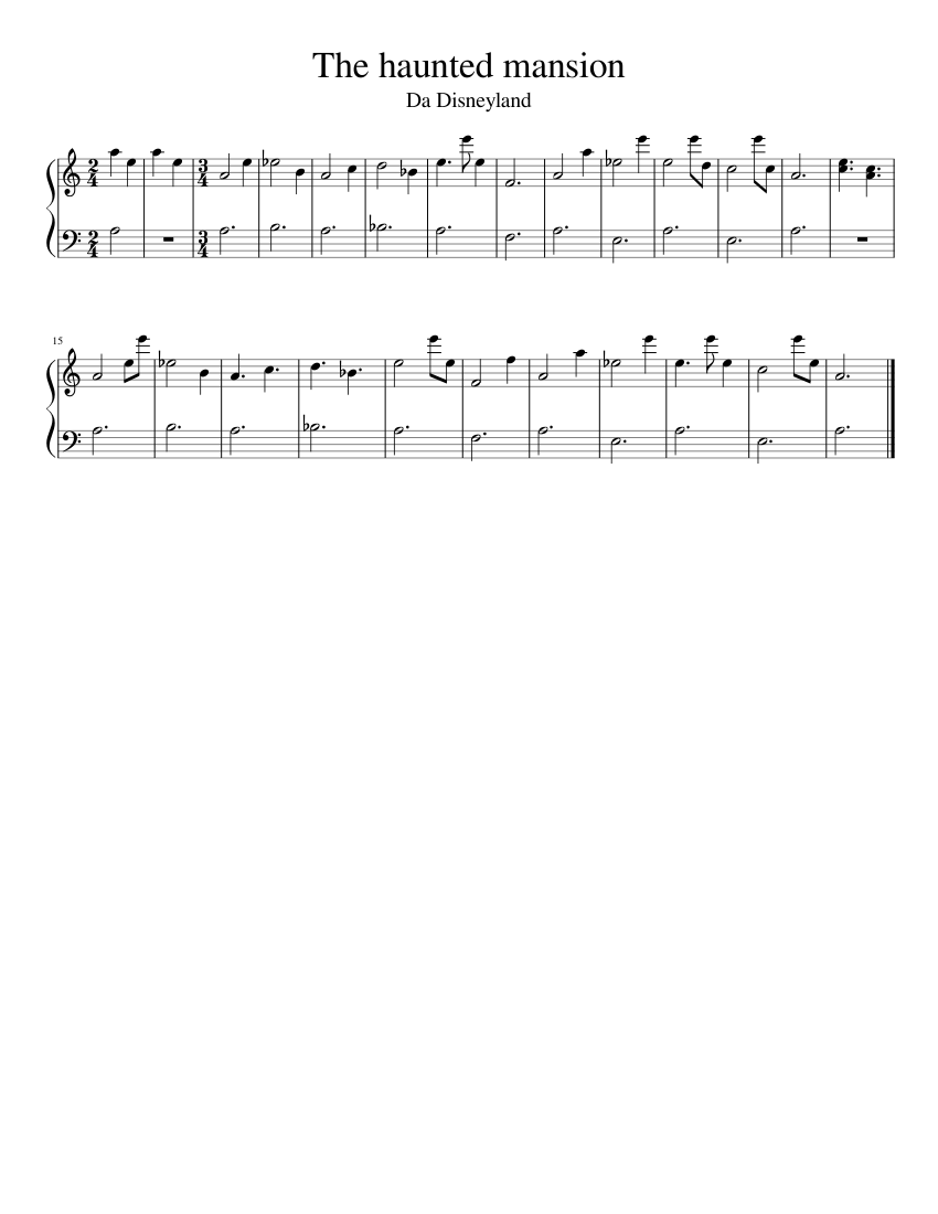 The Haunted Mansion - Matt Neufeld Sheet Music for Piano (Solo) easy ...