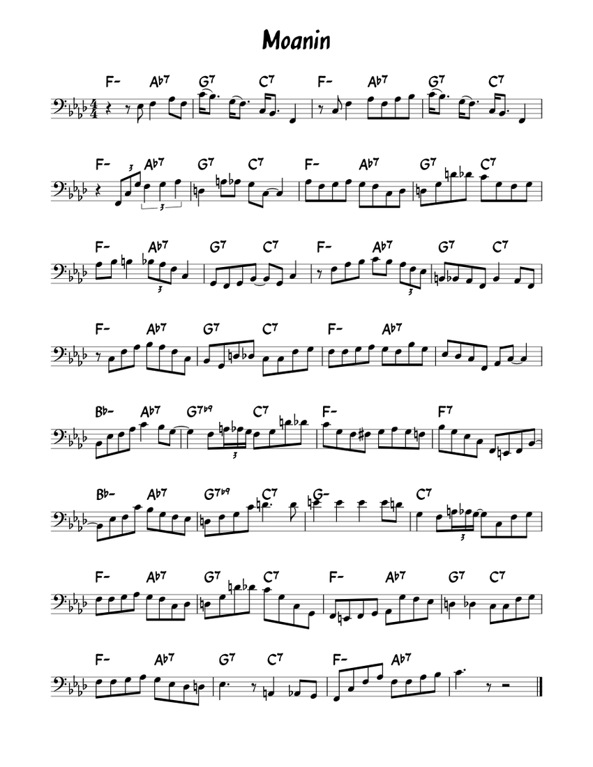 Moanin Sheet music for Piano (Solo) Easy | Musescore.com