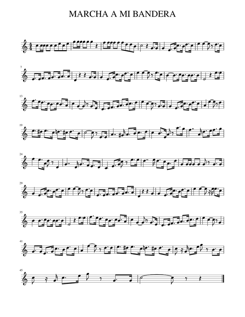 MARCHA A MI BANDERA Sheet Music for Saxophone soprano (Solo ...