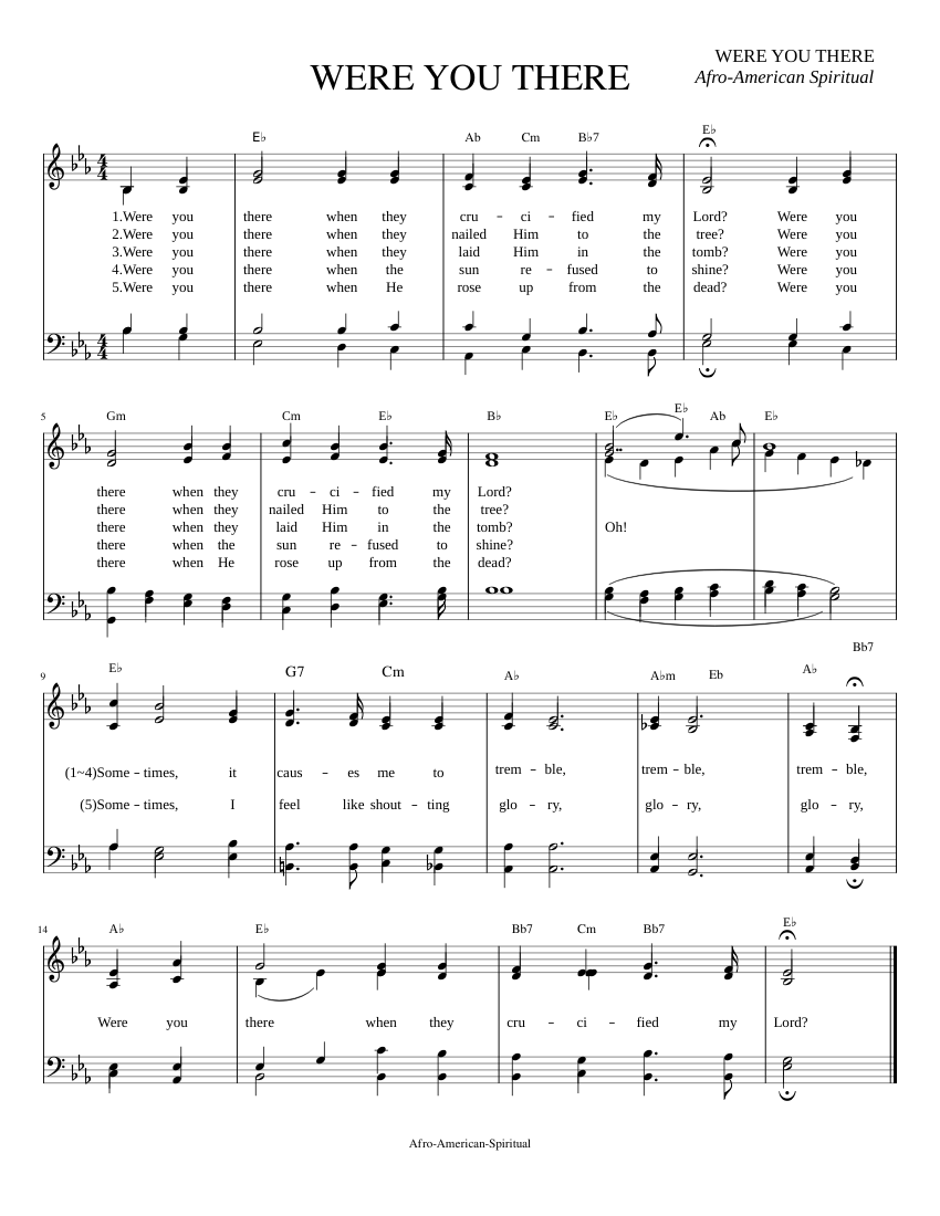 Were you there when they crucified my Lord Sheet Music with Chords for ...
