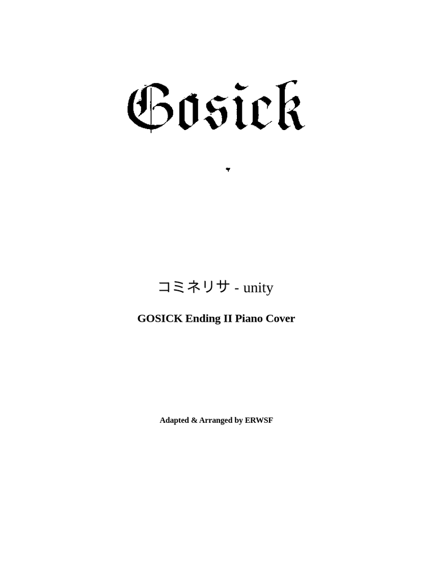 Unity (GOSICK Ending II) Sheet Music for Piano (Solo) | MuseScore.com