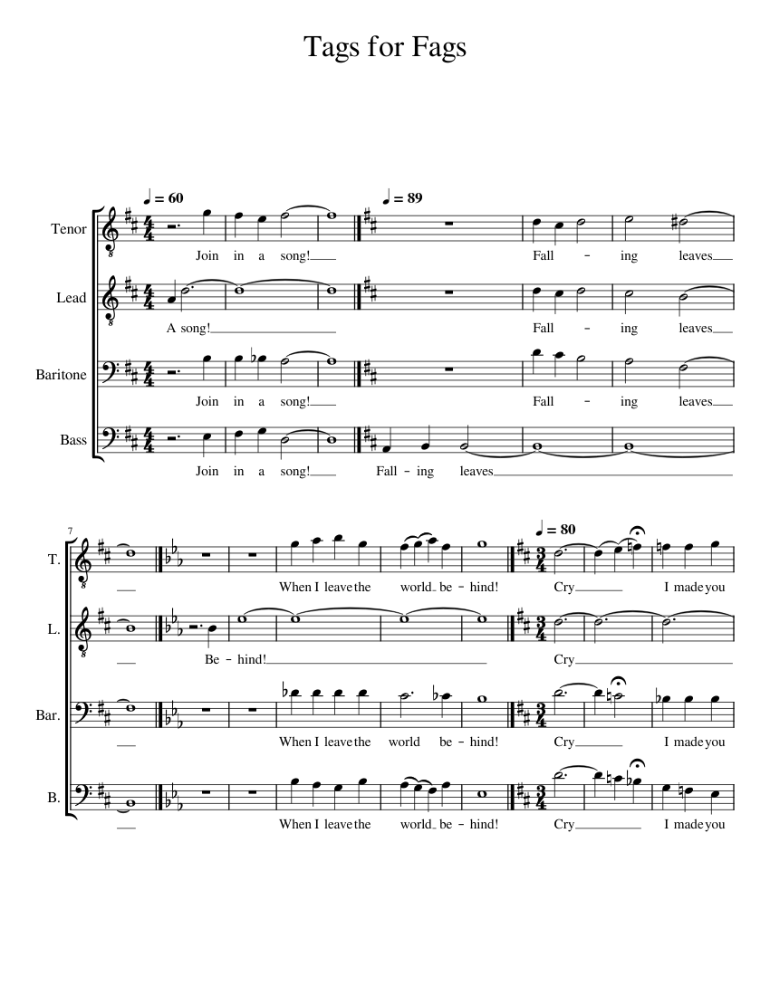Tags Sheet music for Tenor, Bass voice, Baritone (Choral) | Musescore.com