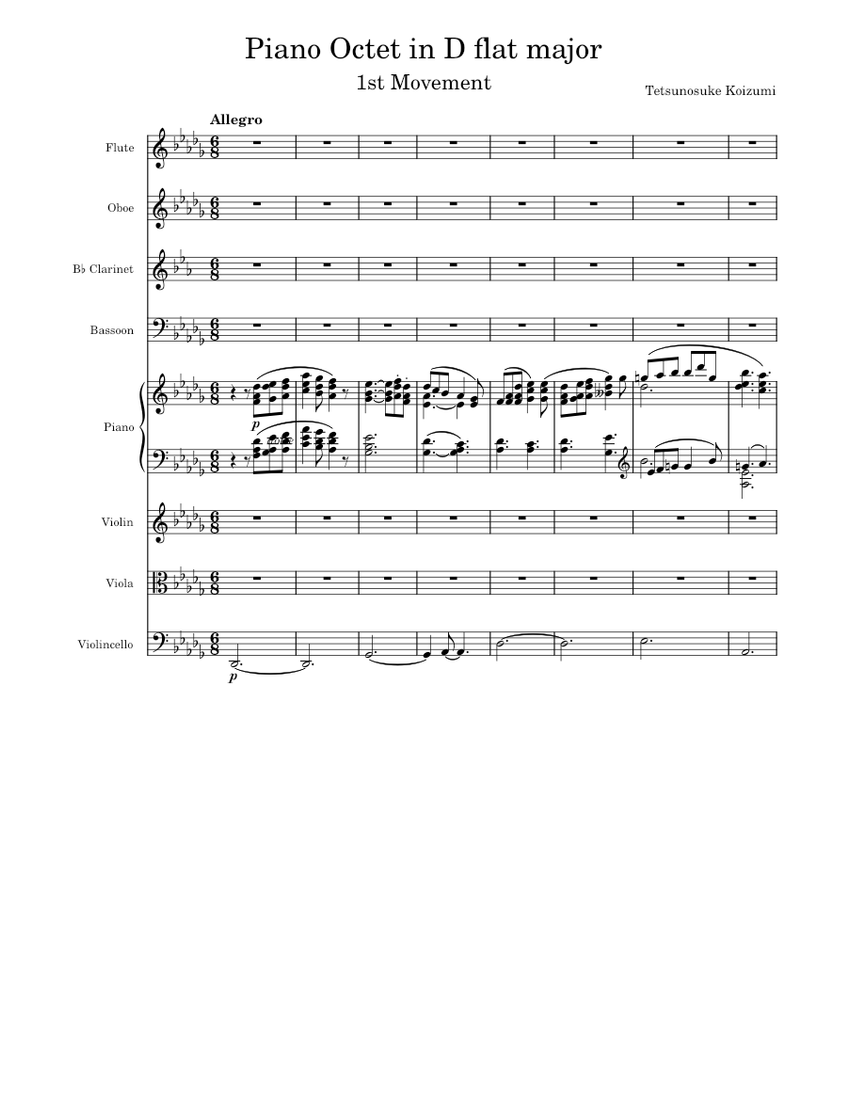 Piano Octet No.1 in D flat major - 1st mov - piano tutorial