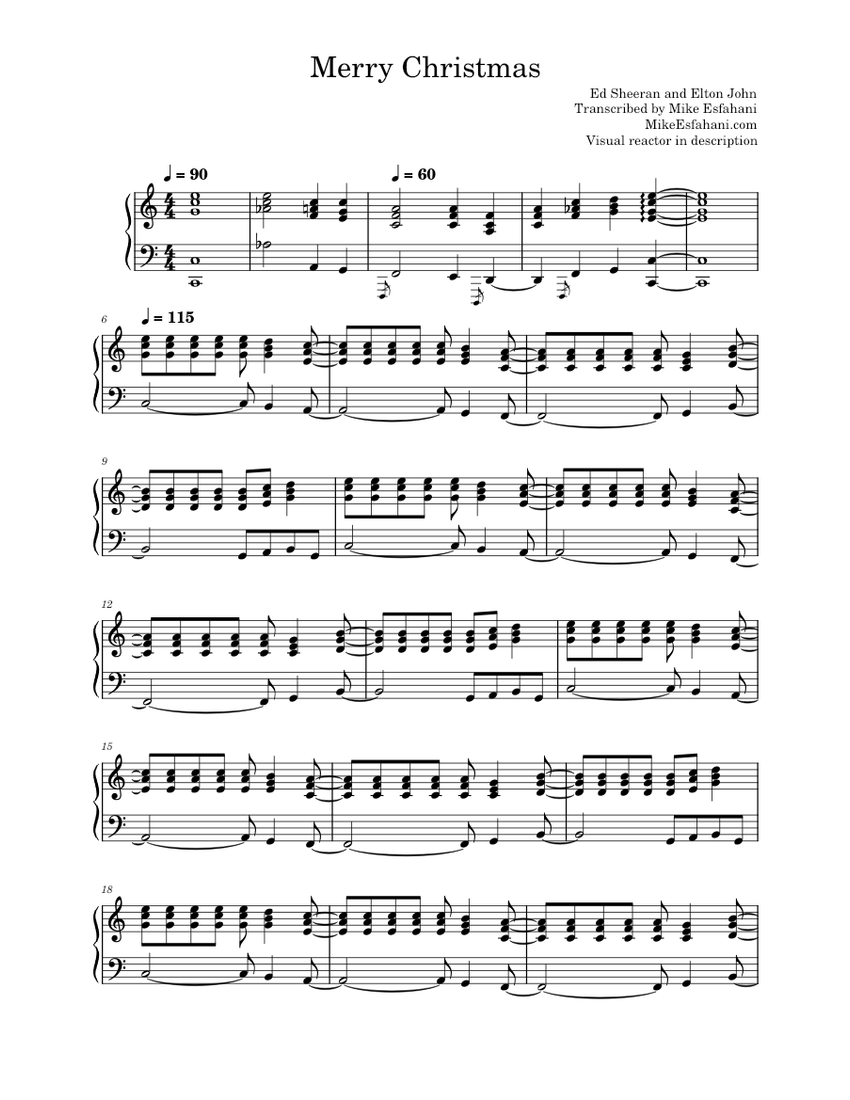 Merry Christmas - Ed Sheeran and Elton John Sheet Music for Piano (Solo ...