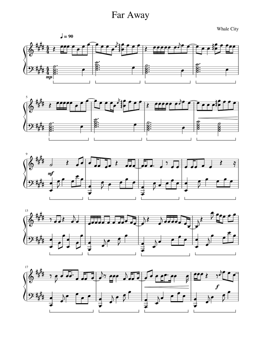 Far Away Sheet Music for Piano (Solo) | MuseScore.com