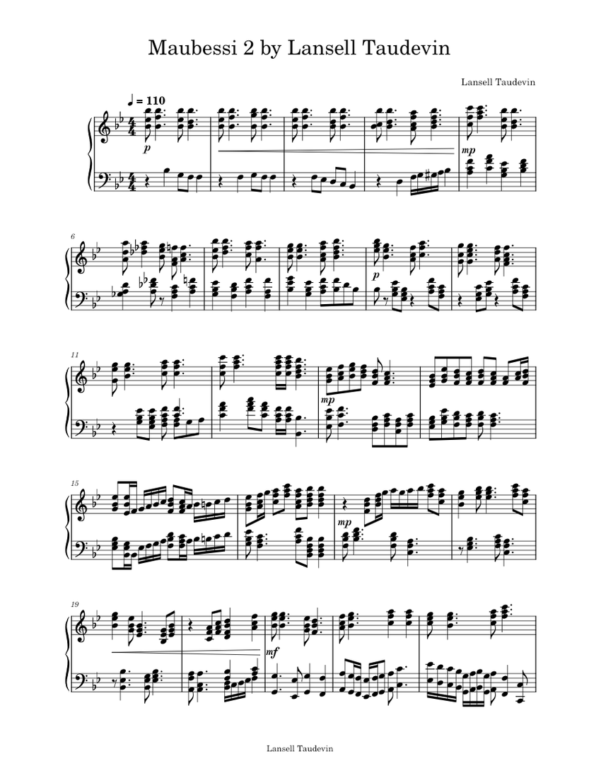 Maubessi_2_by_Lansell_Taudevin Sheet music for Piano (Solo) | Musescore.com