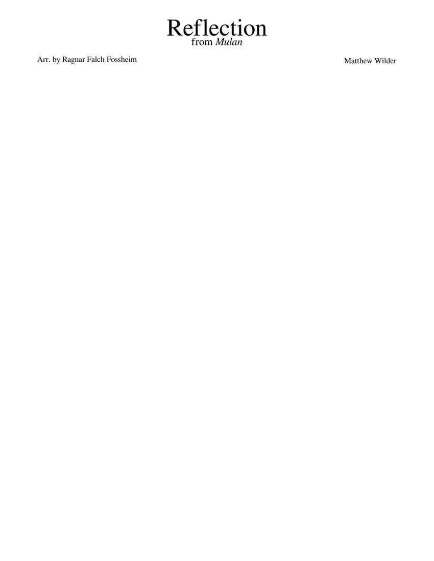 Reflection - Full Score Sheet Music for Piano, Tambourine, Flute ...